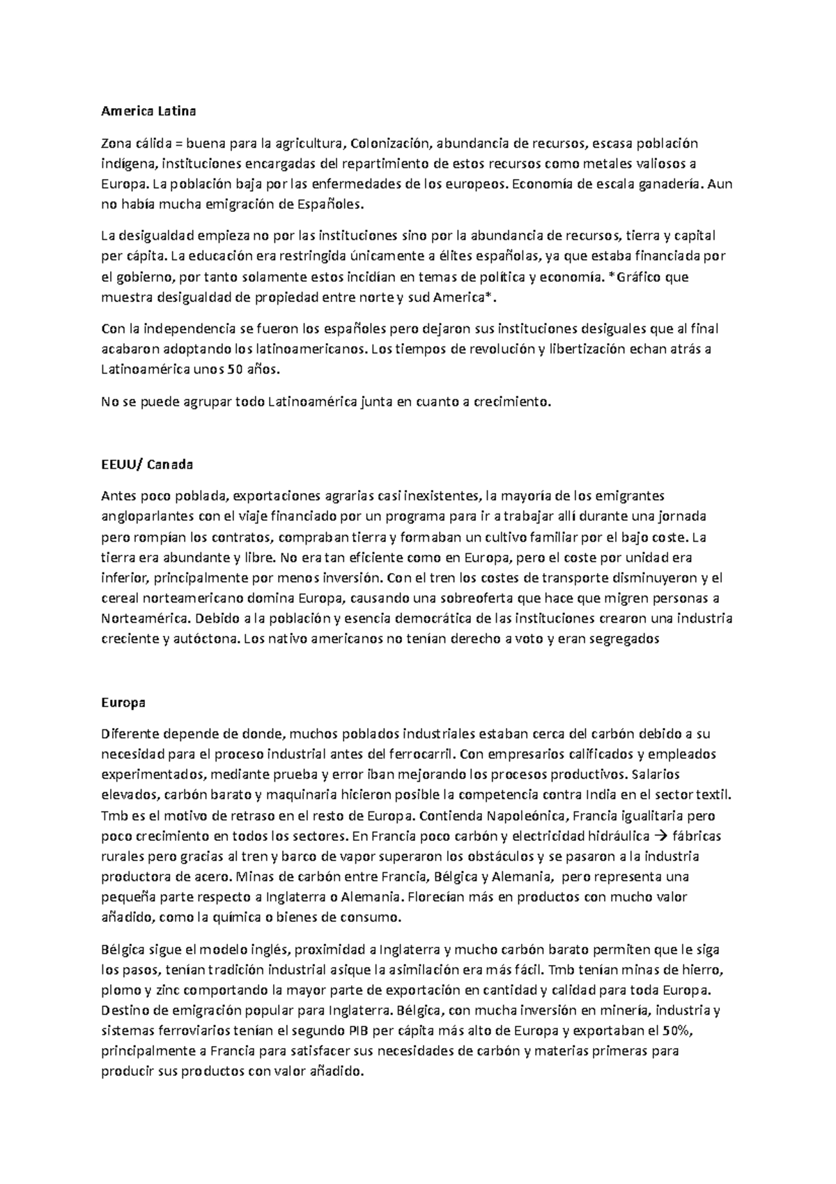 Resumen capítulo 4 historia - America Latina Zona cálida = buena para ...