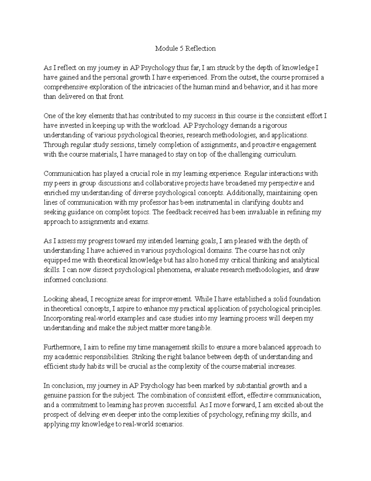 Untitled document (5) - good - Module 5 Reflection As I reflect on my ...