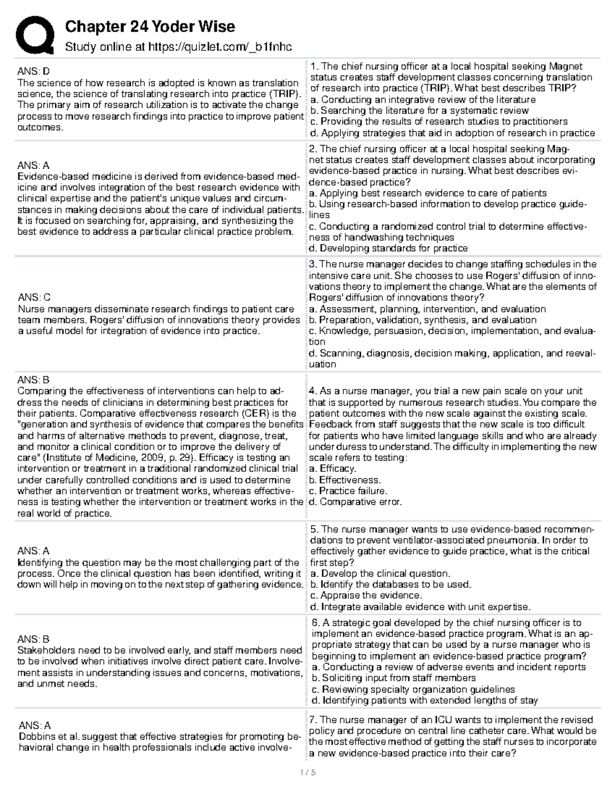 Chapter 24 Yoder Wise - practice - Study online at quizlet/_b1fnhc ANS ...