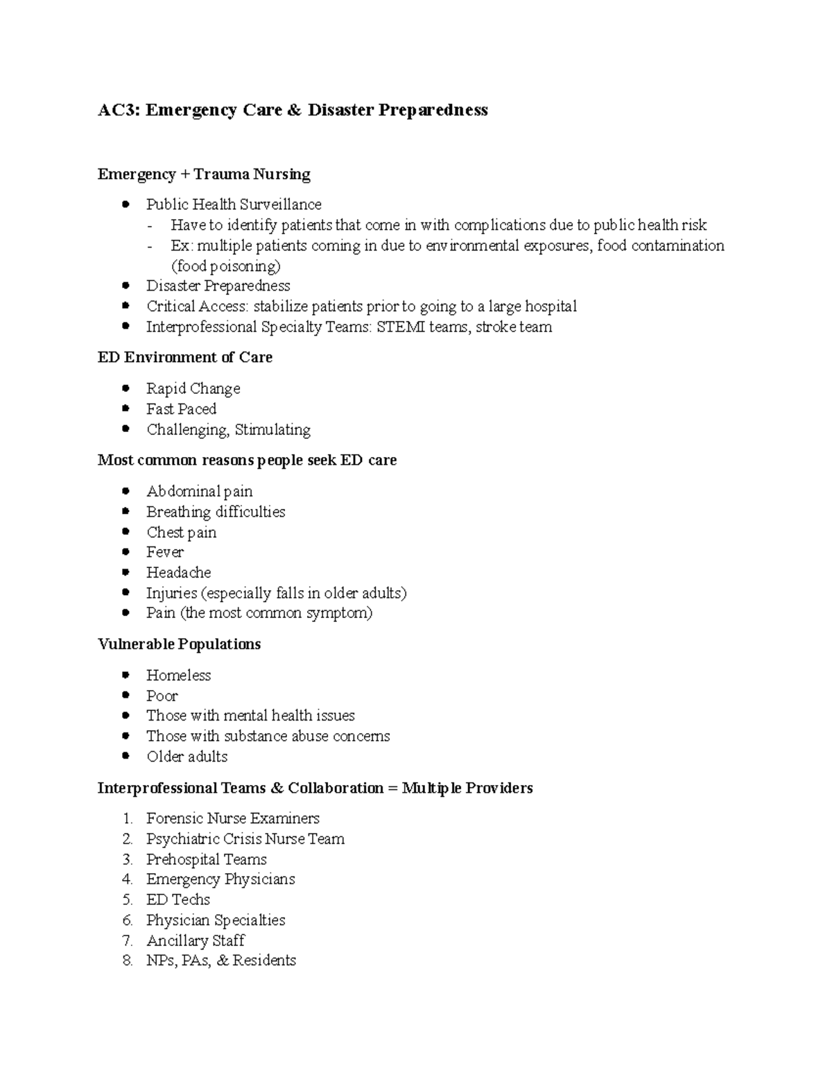 AC3 - Emergency + Disaster Preparedness - AC3: Emergency Care ...