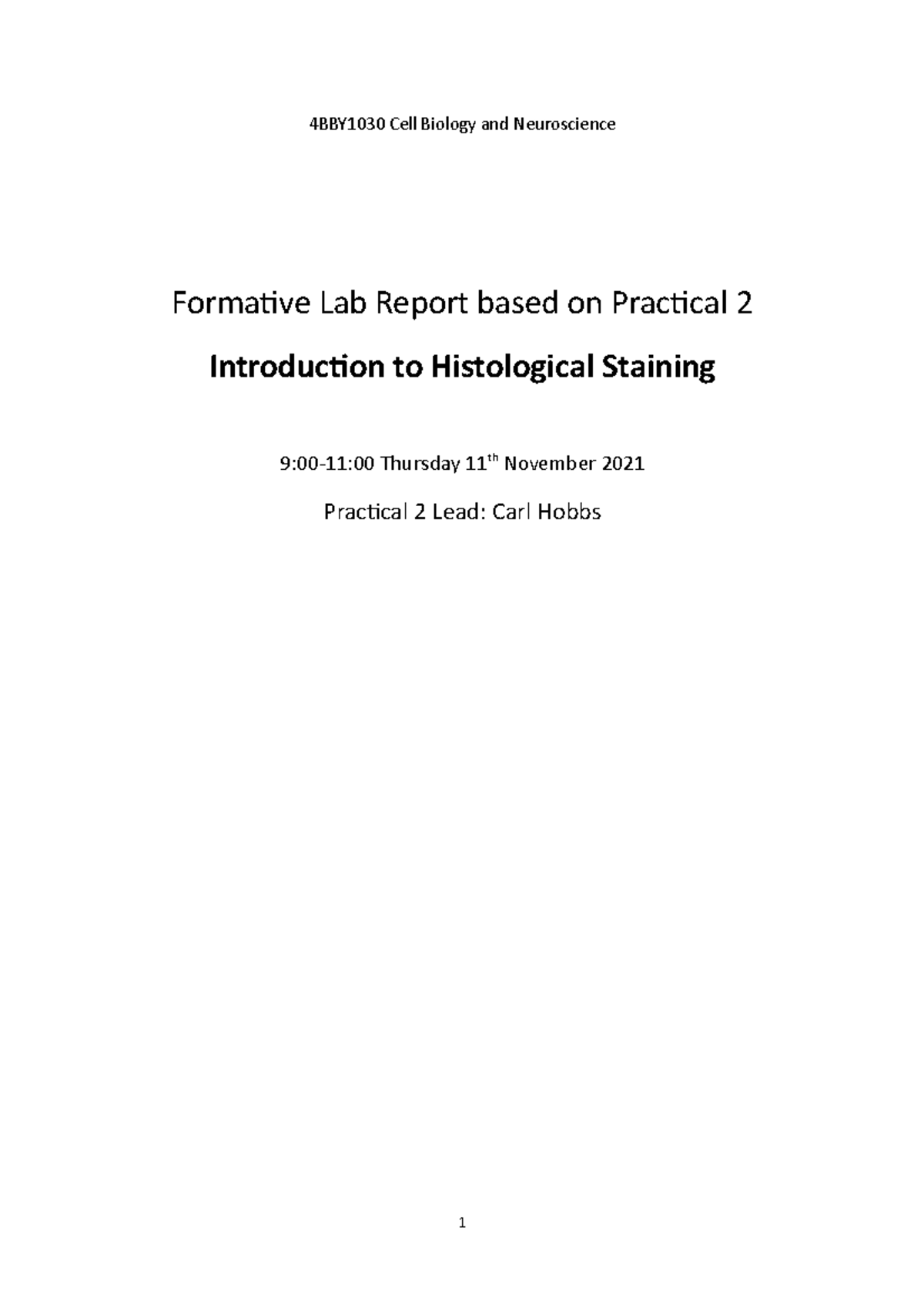 4BBY1030 P2 Report Proforma - 4BBY1030 Cell Biology and Neuroscience ...