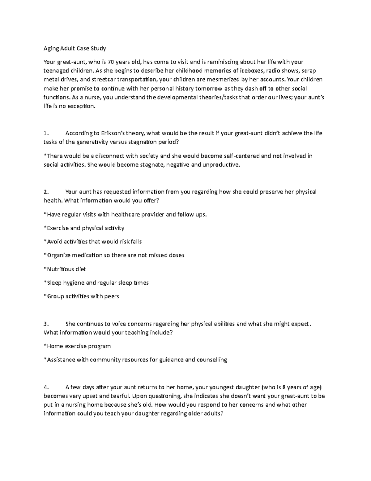 Assessment Aging Adult Case Study - Aging Adult Case Study Your great ...