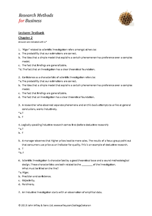 Ch01 - test bank - Research Methods for Business Lecturer Testbank ...