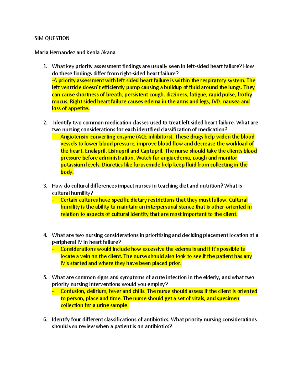 Nr452 sim questions - SIM QUESTION Maria Hernandez and Keola Akana 1 ...