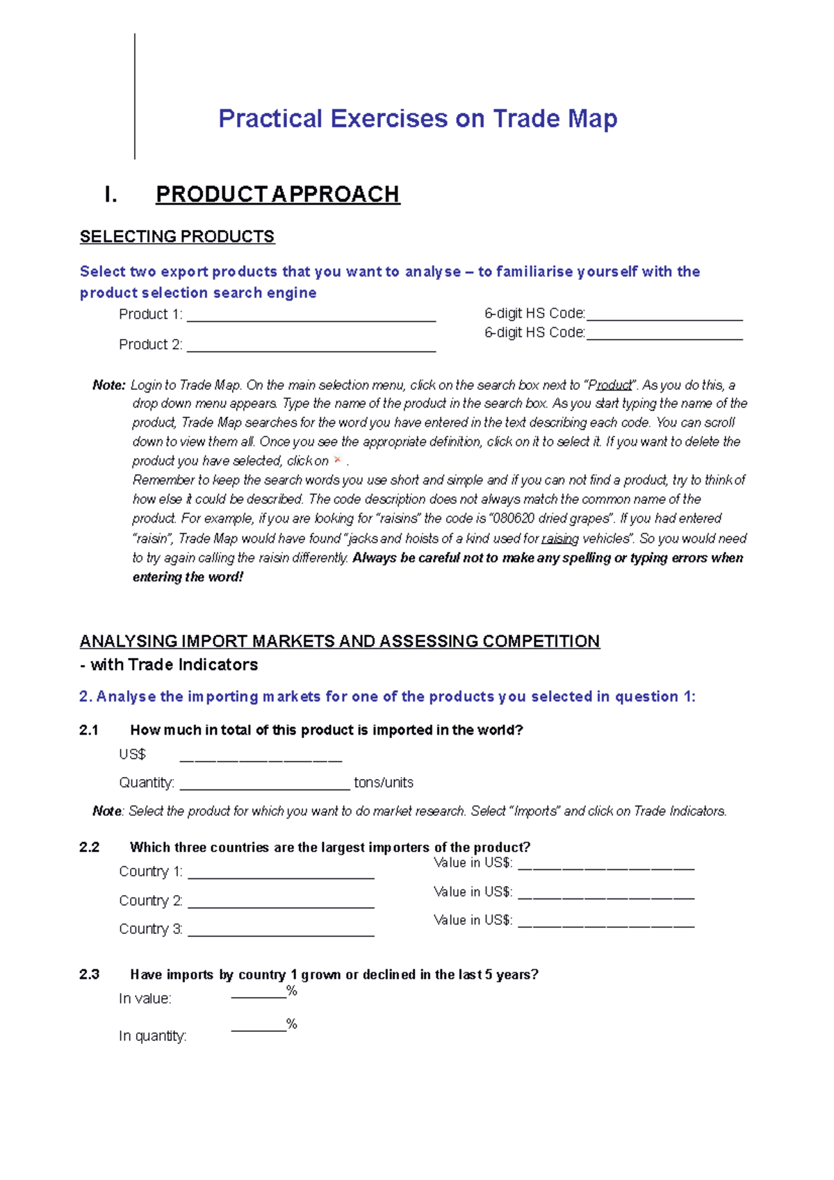Trademap-exercise - Trademap-exercise - Practical Exercises on Trade ...