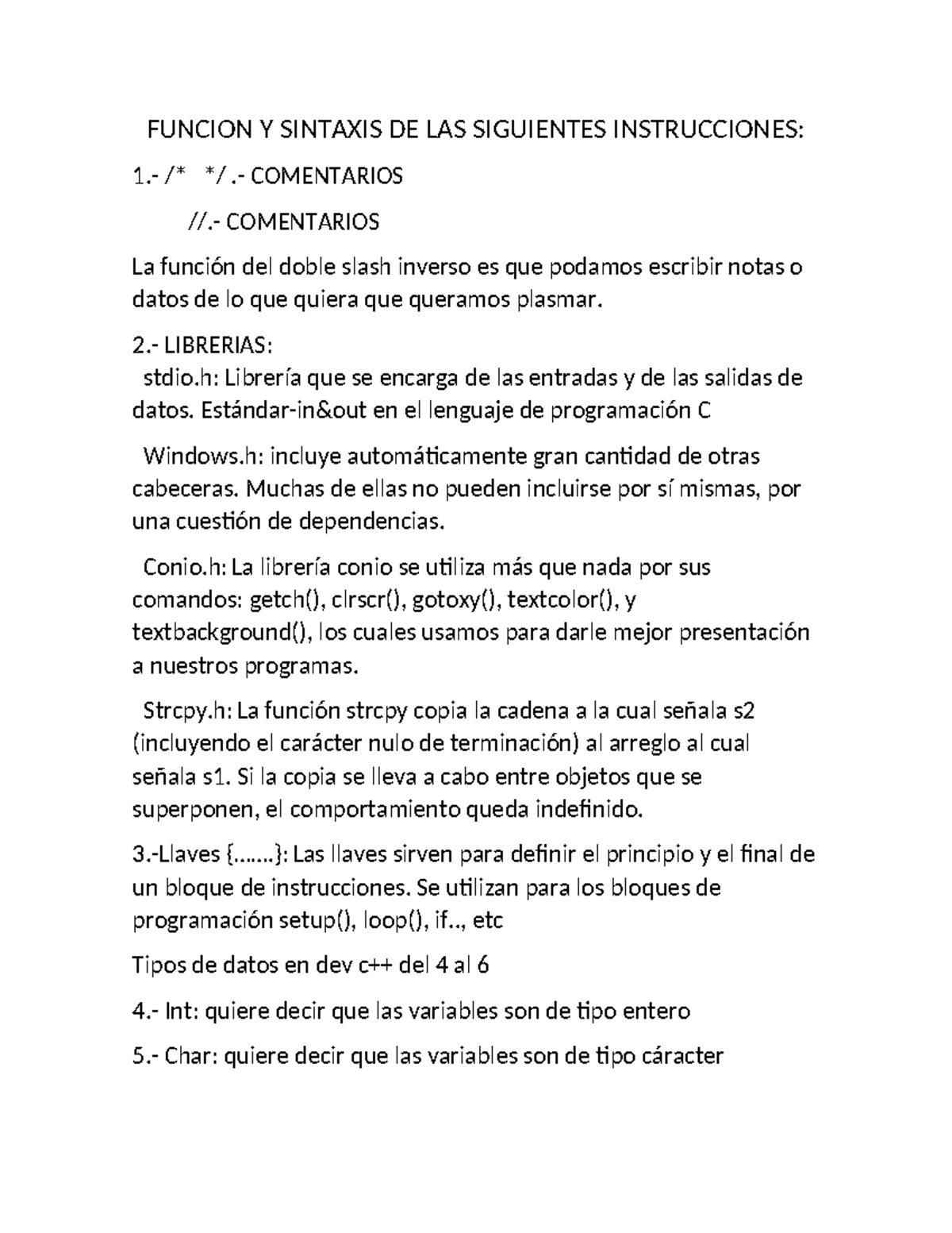tarea de sintaxis y funciones en c - FUNCION Y SINTAXIS DE LAS ...