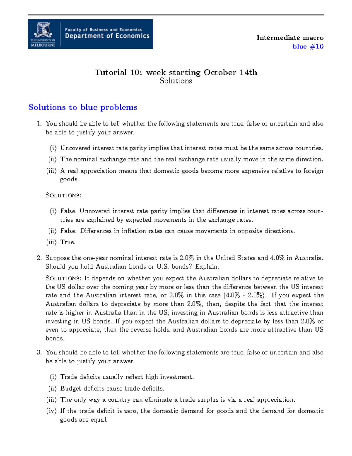 Blue10 solutions - Intermediate macro blue # Tutorial 10: week starting October 14th Solutions ...