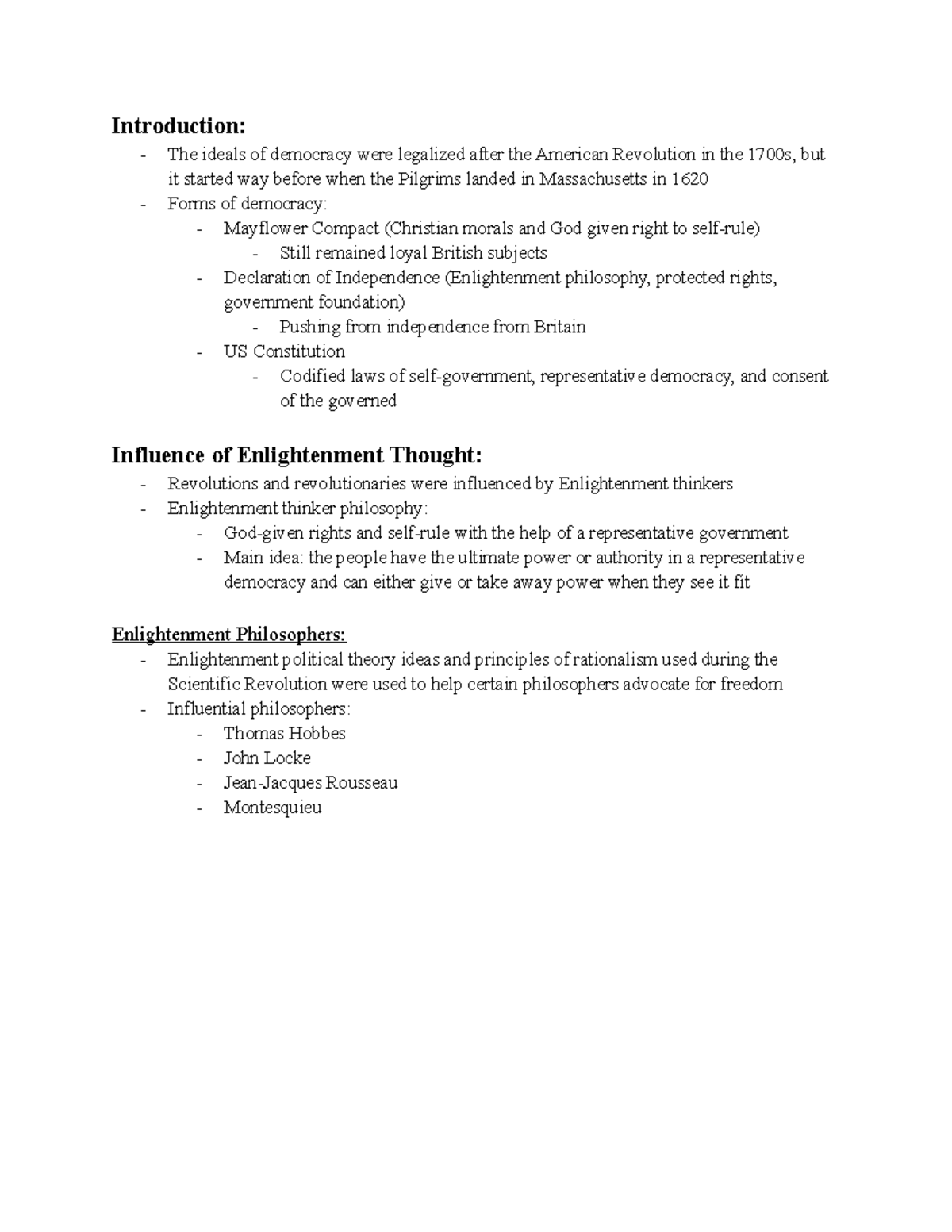 1.1 Ideals of Democracy Notes - Introduction: - The ideals of democracy ...