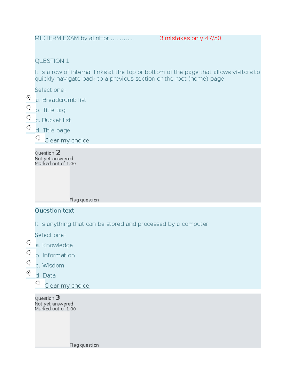 Current trends Midterm EXAM - MIDTERM EXAM by aLnHor ............. 3 ...