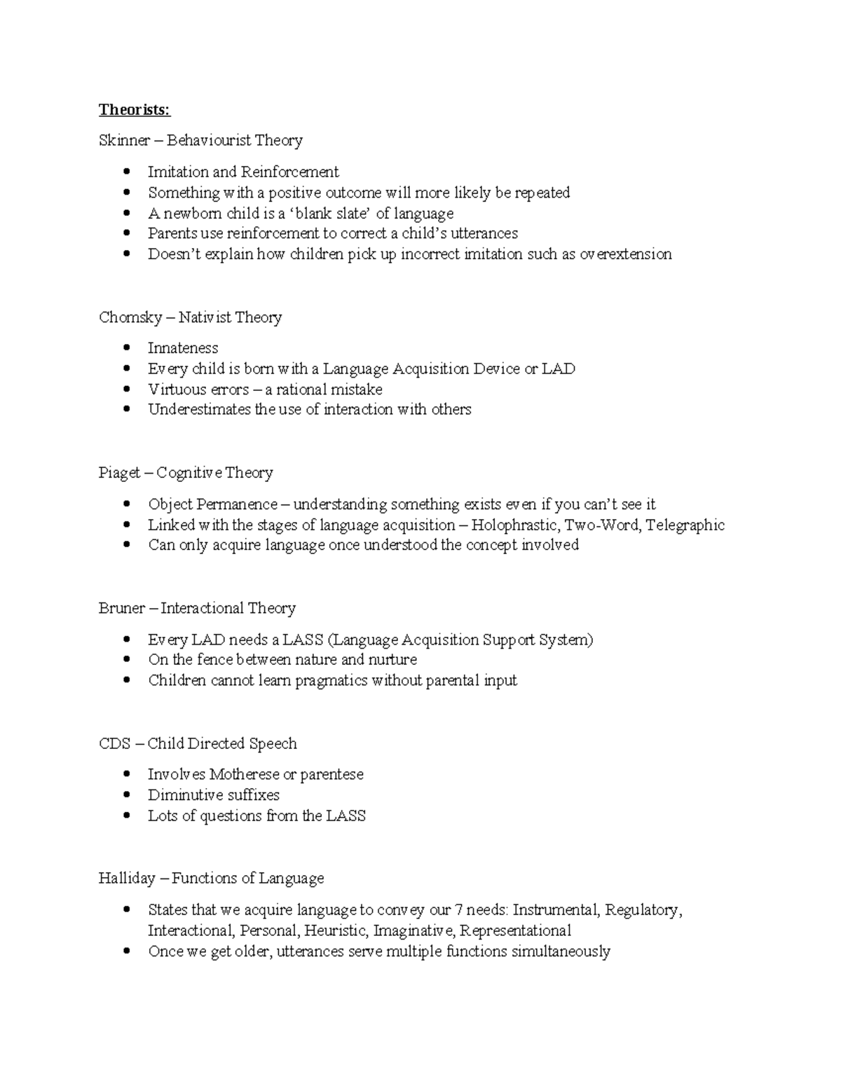 CLA Revision - List of some of the theorists to learn for spoken Child ...