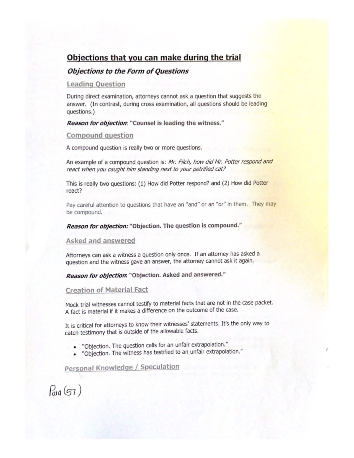 Objections that you can make during the trial - ECON313 - Studocu