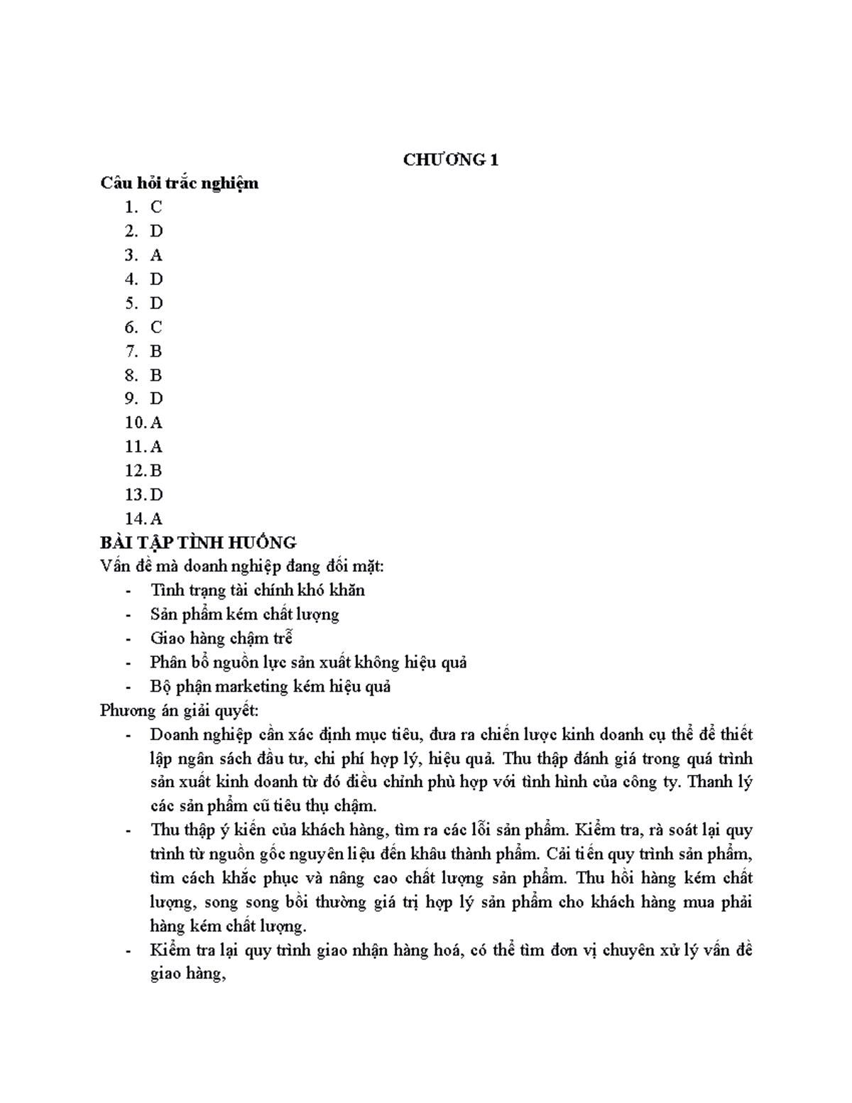 BTVN Chuong 1 - CHƯƠNG 1 Câu hỏi trắc nghiệm 1. C 2. D 3. A 4. D 5. D 6 ...