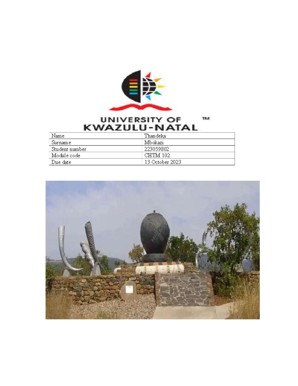 Tourism - Name Thandeka Surname Mbokazi Student number 223059802 Module ...