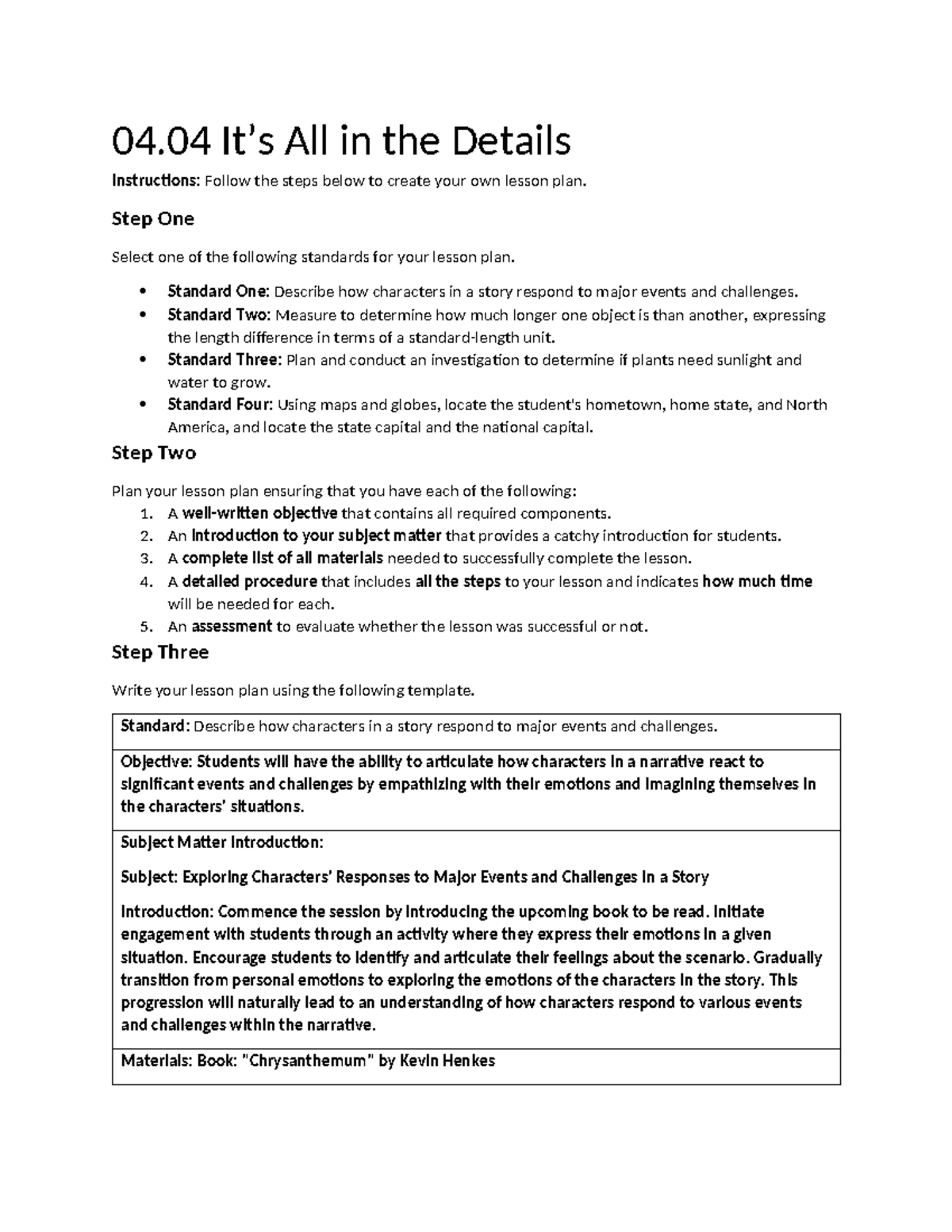 4.04 It’s All in the Details - 04 It’s All in the Details Instructions ...