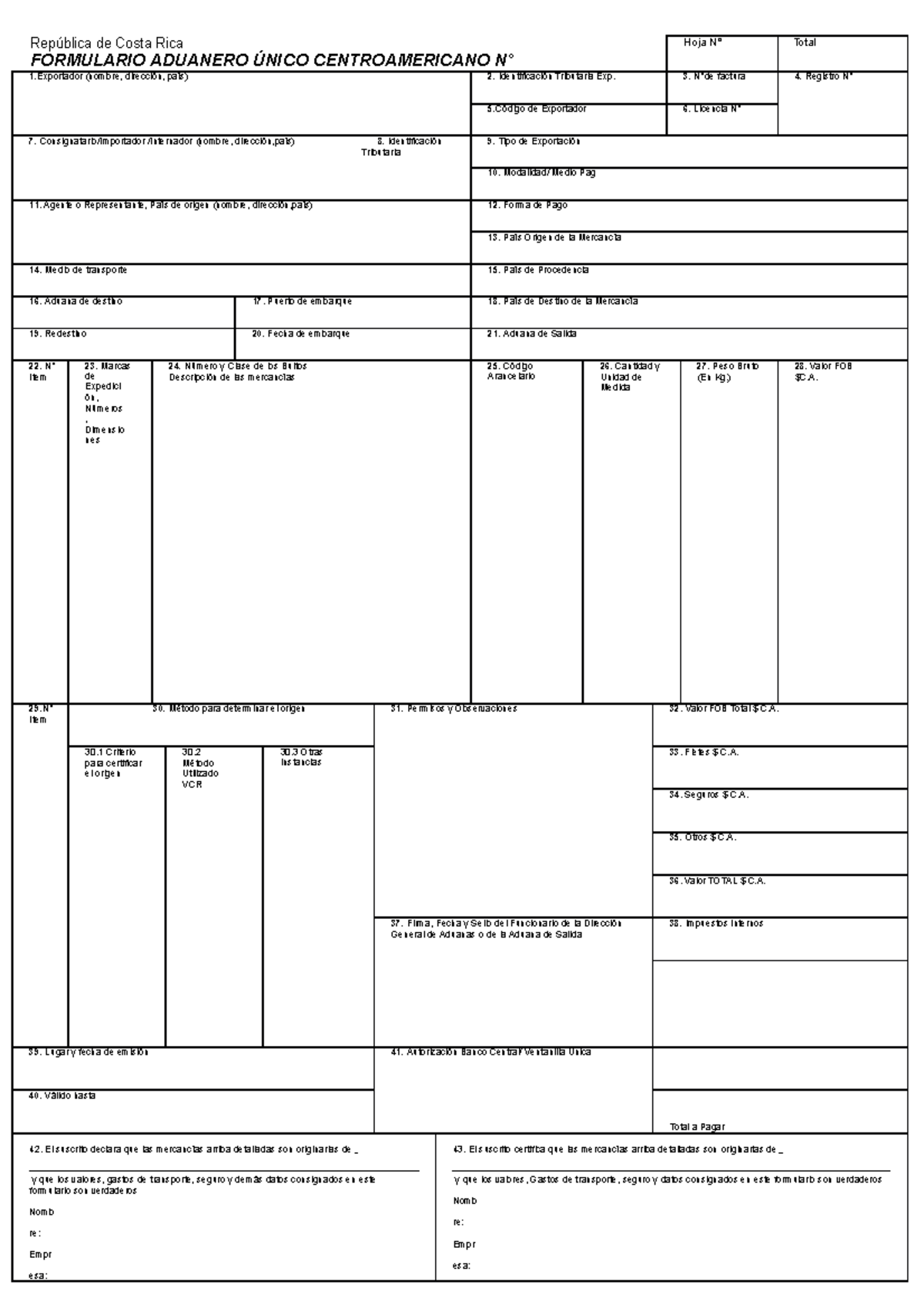 Fauca (Sólo Centroamérica) - República de Costa Rica FORMULARIO ...