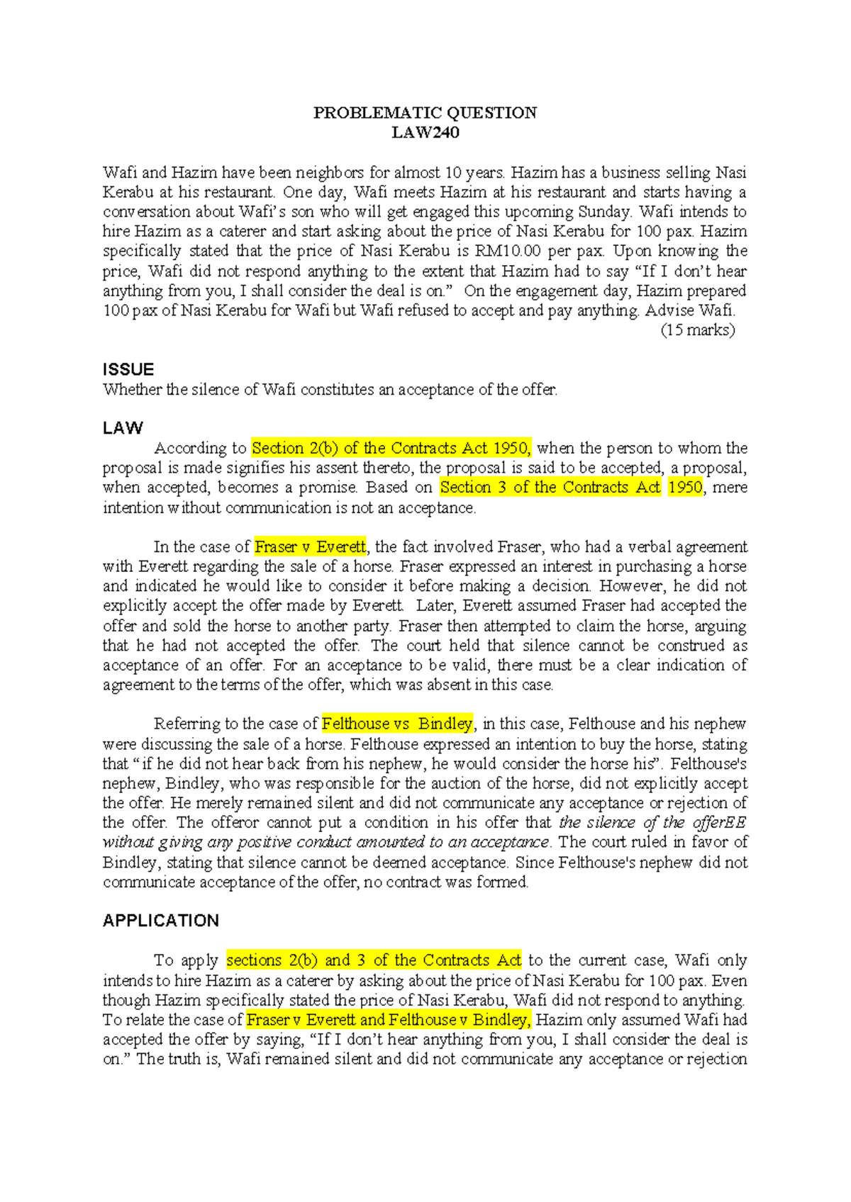 Problematic Question Law240 Problematic Question Law Wafi And Hazim