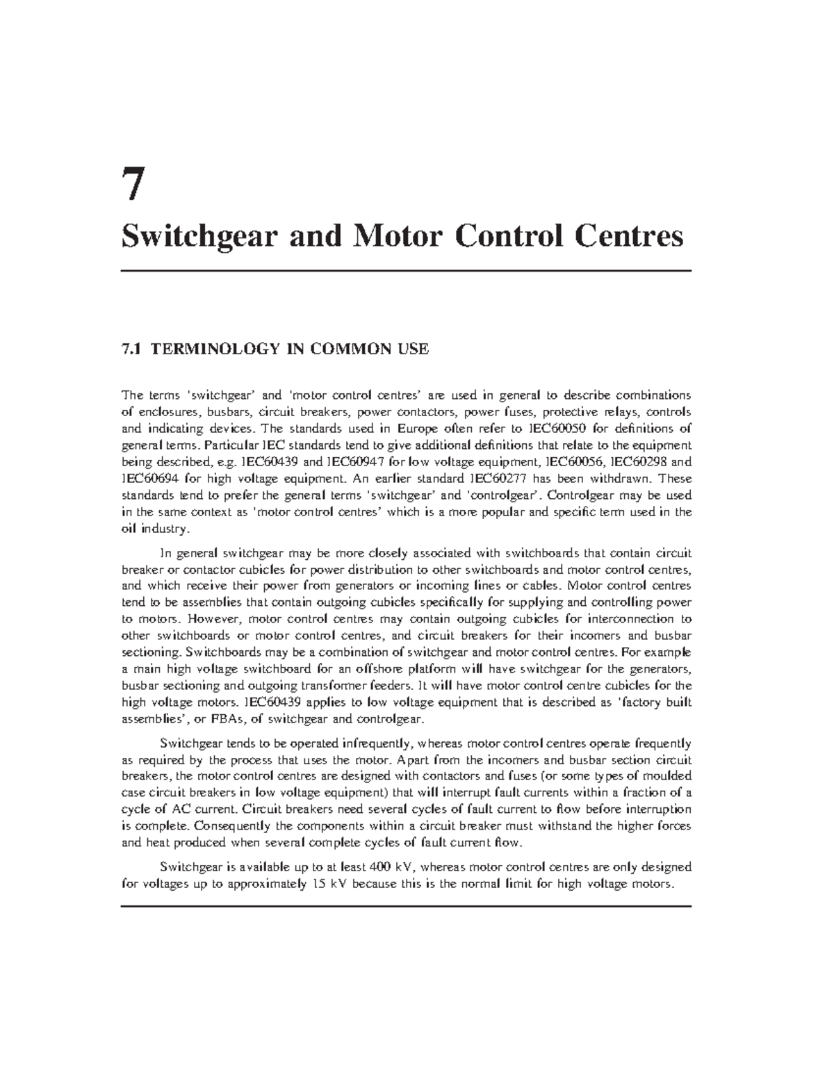 Electrical Engineering part 7 - 7 Switchgear and Motor Control Centres ...