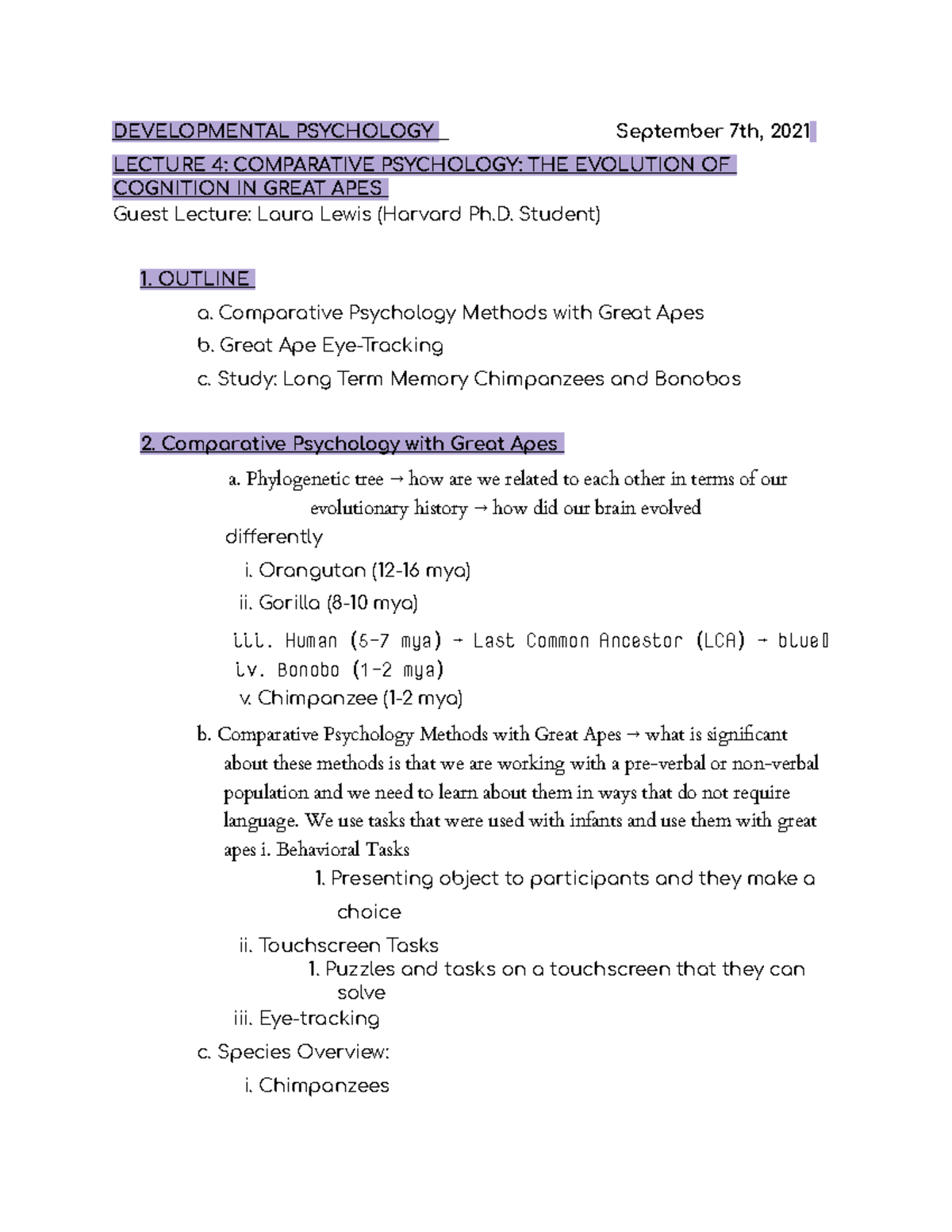 Lecture #4 - psych 140 - DEVELOPMENTAL PSYCHOLOGY September 7th, 2021 ...