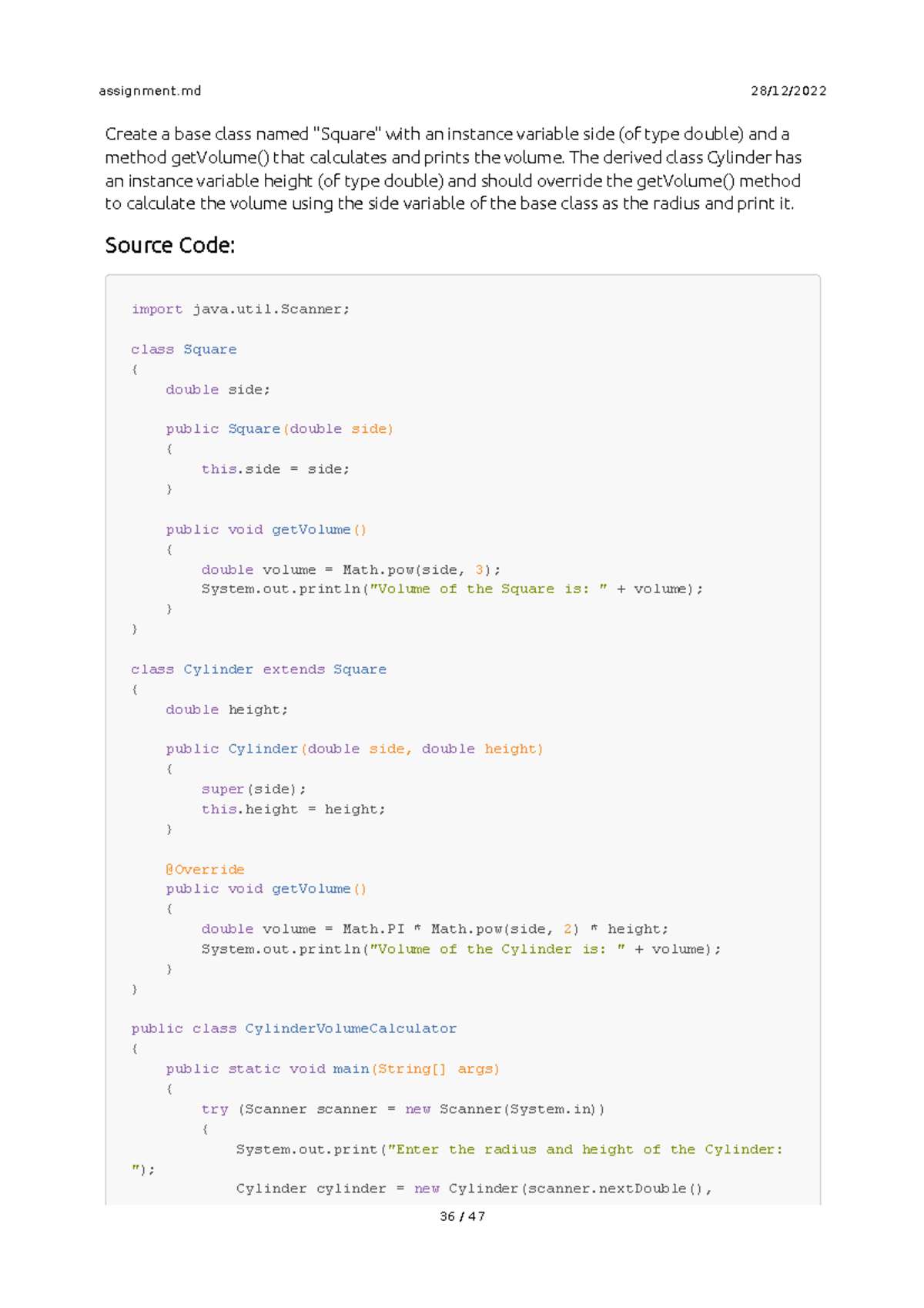 Java Assignment Set4 Create A Base Class Named Square With An 1634