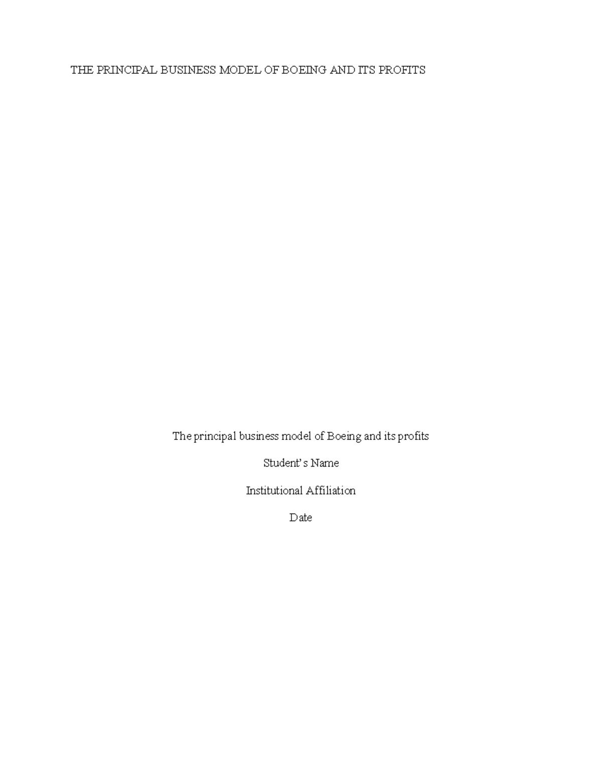 The principal business model of Boeing and its profits - The principal ...