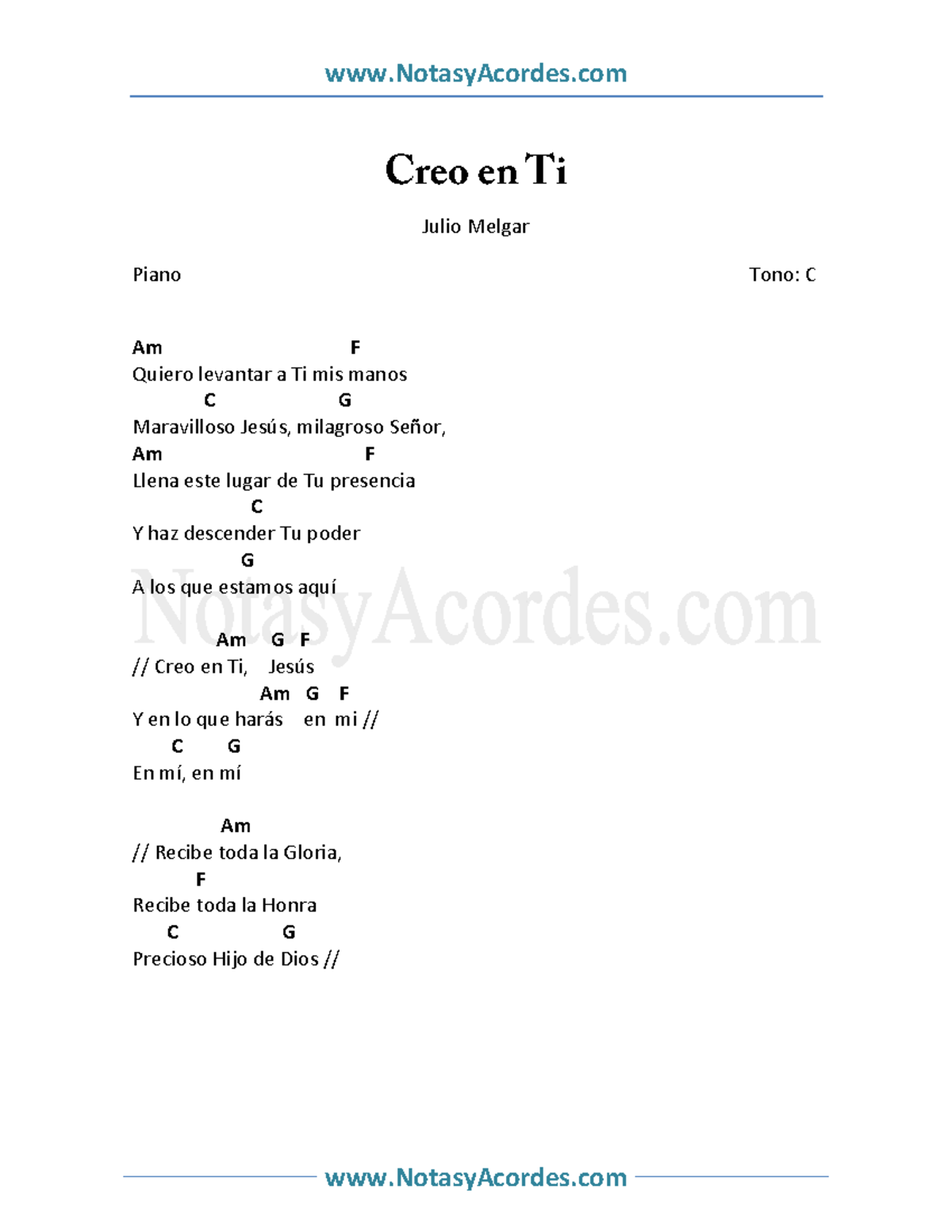 Creo en Ti Julio Melgar - Musica - NotasyAcordes NotasyAcordes Julio ...