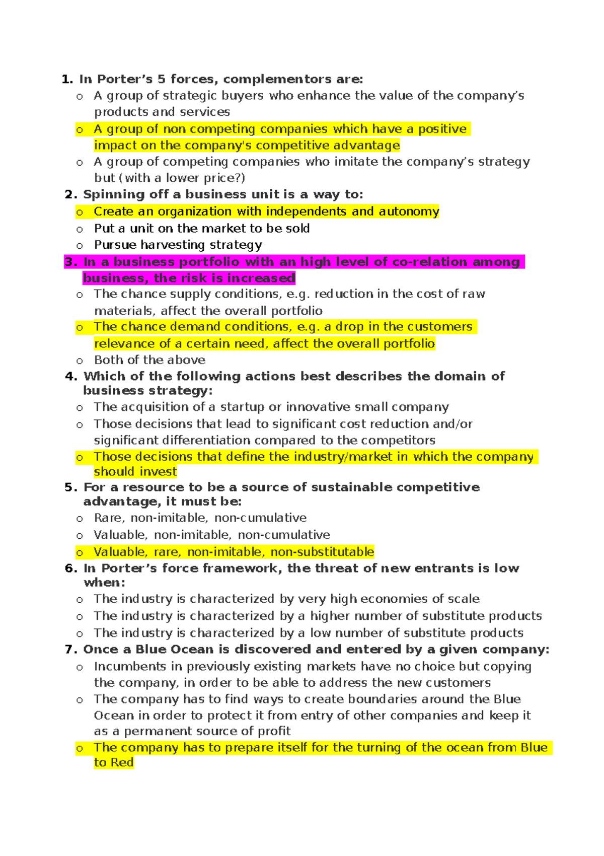 Domande Se M - Domade di esame - ####### 1. In Porter’s 5 forces ...