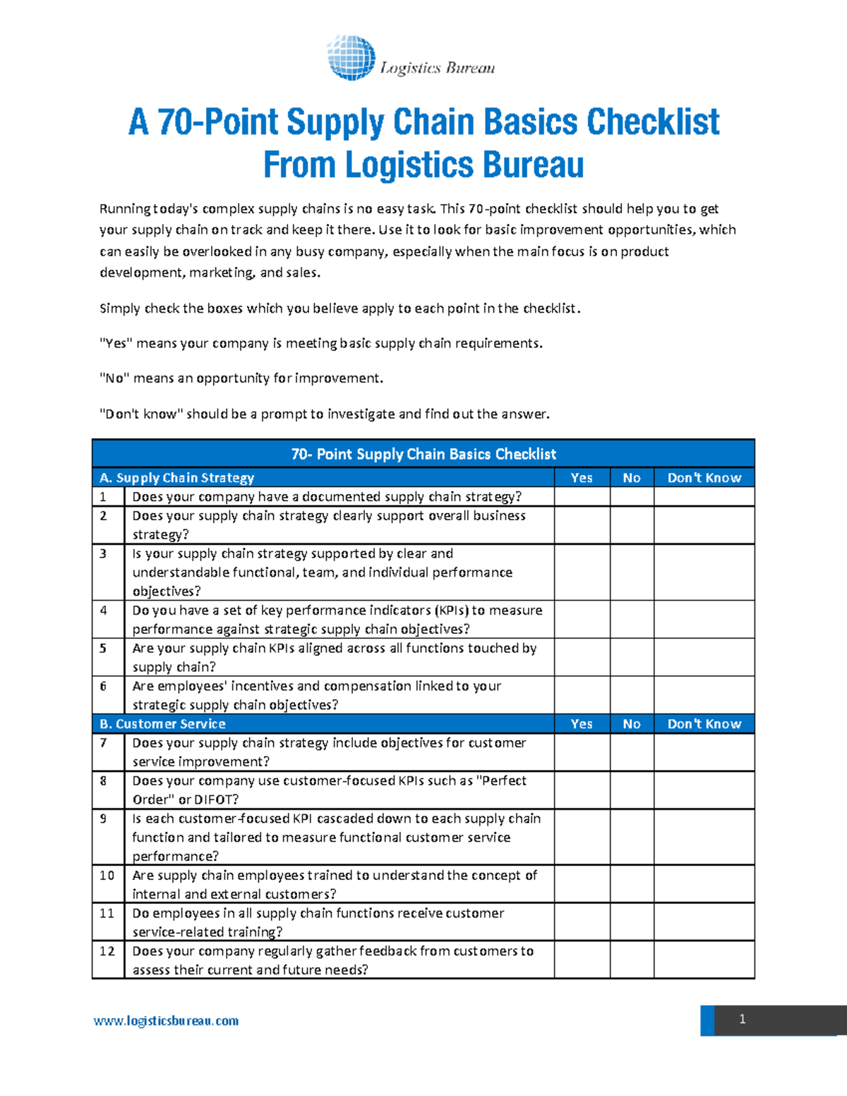 supplier and vendor checklist - 1 Running today's complex supply chains ...