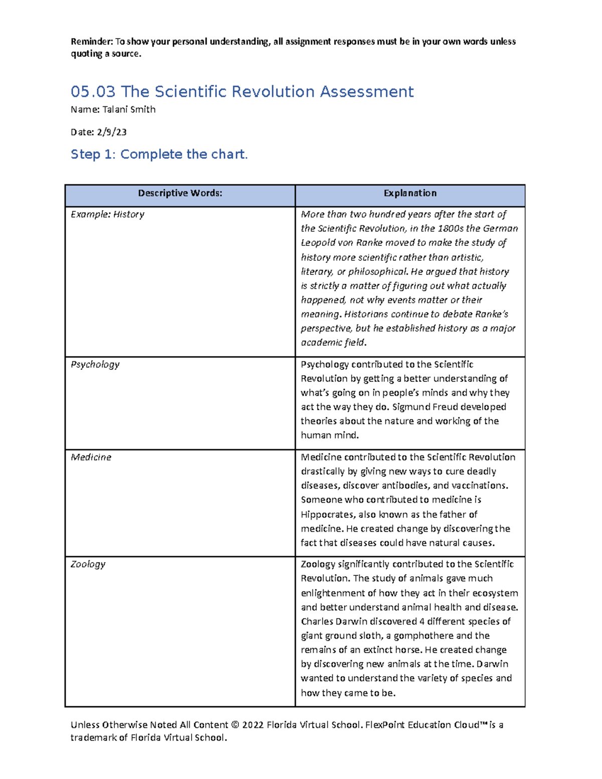 The Scientific Revolution T.A.K.S - Reminder: To show your personal ...