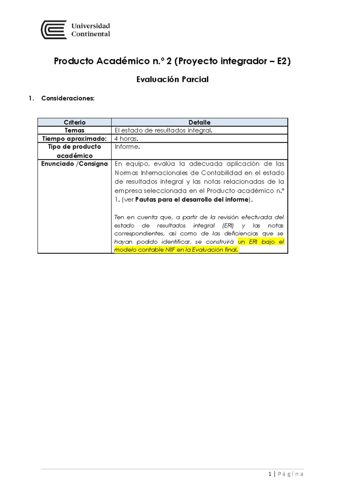 Producto académico 2 - º 2 (Proyecto integrador – E2) Evaluación ...