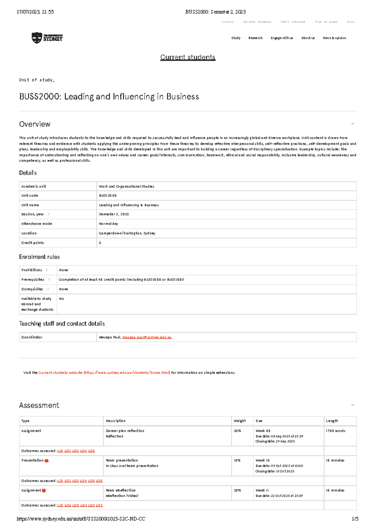 BUSS2000 Unit Outline - Library Current students Staff intranet Find an ...