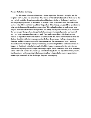 Phase 2-Observation Reflection - Observation Reflection Reflections I ...