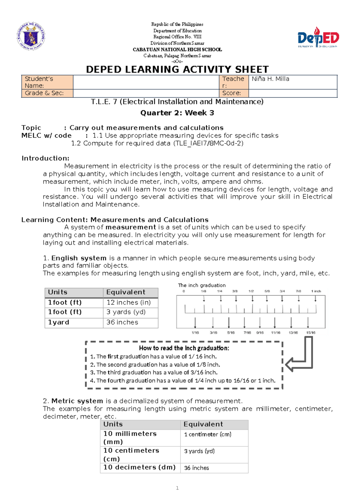 LAS3 in EIM 8 Maintenance - Republic of the Philippines Department of ...