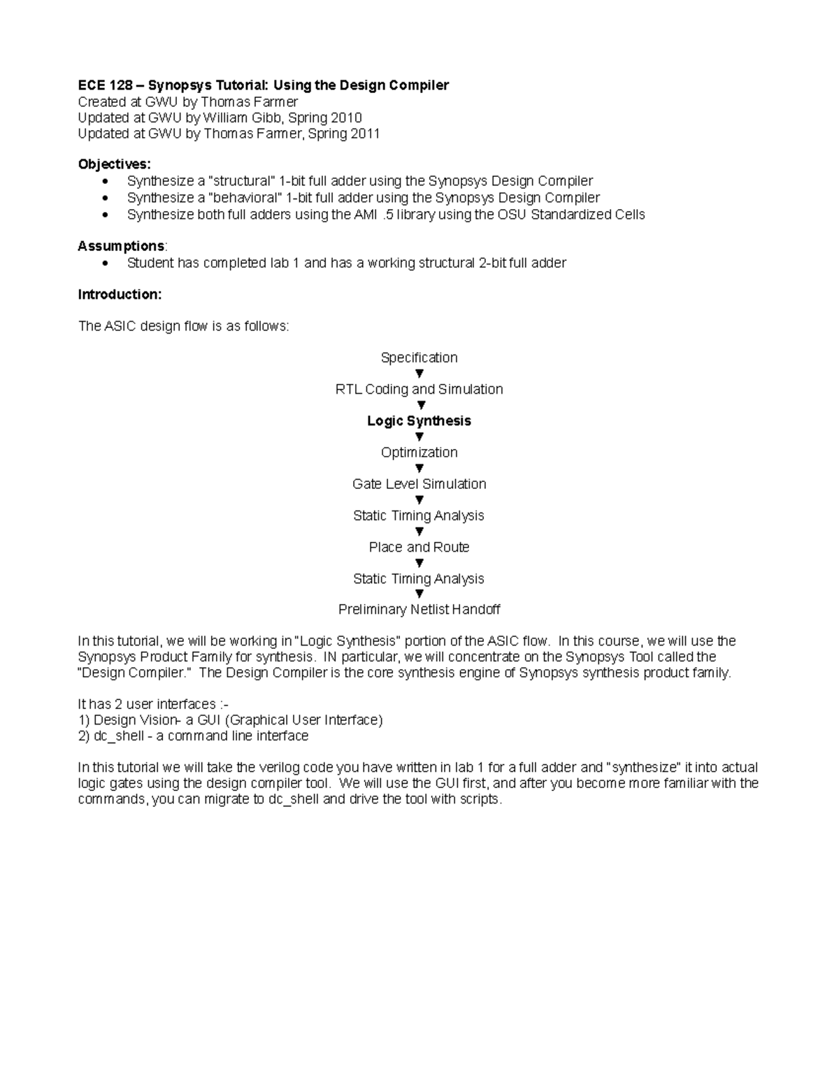 Lab2dft Synopsys Dc Notes Ece 128 Synopsys Tutorial Using The Design Compiler Created At
