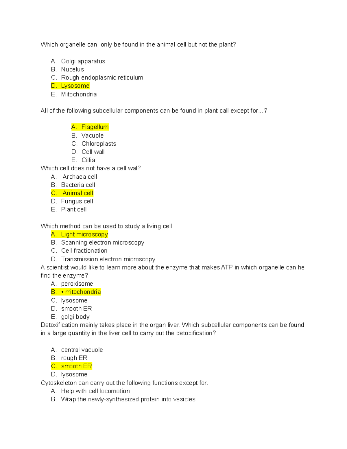 Chapter 4 Quiz - Which organelle can only be found in the animal cell ...
