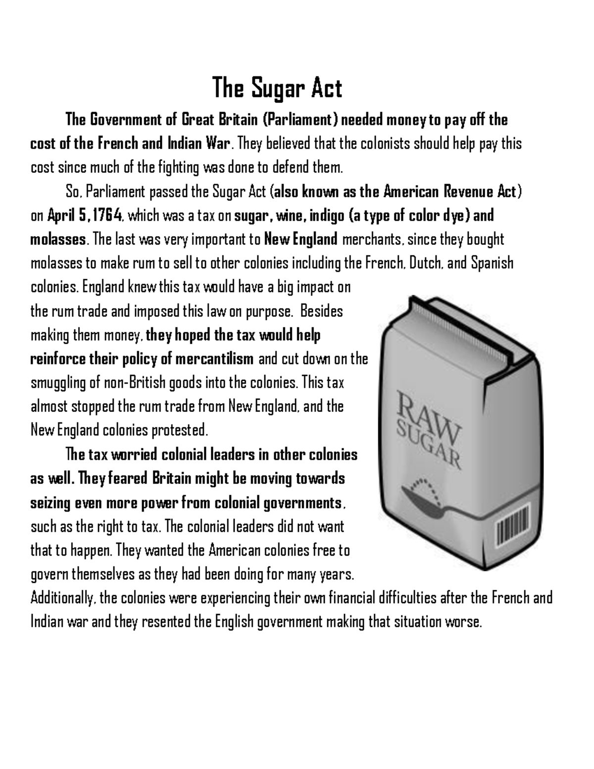 6 Acts Merged - Science - The Sugar Act The Government of Great Britain ...