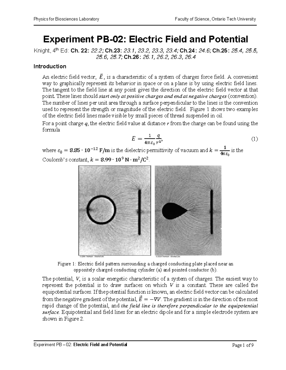 Electric Field Experiment Manual- Lab 2 - Experiment PB – 02: Electric ...