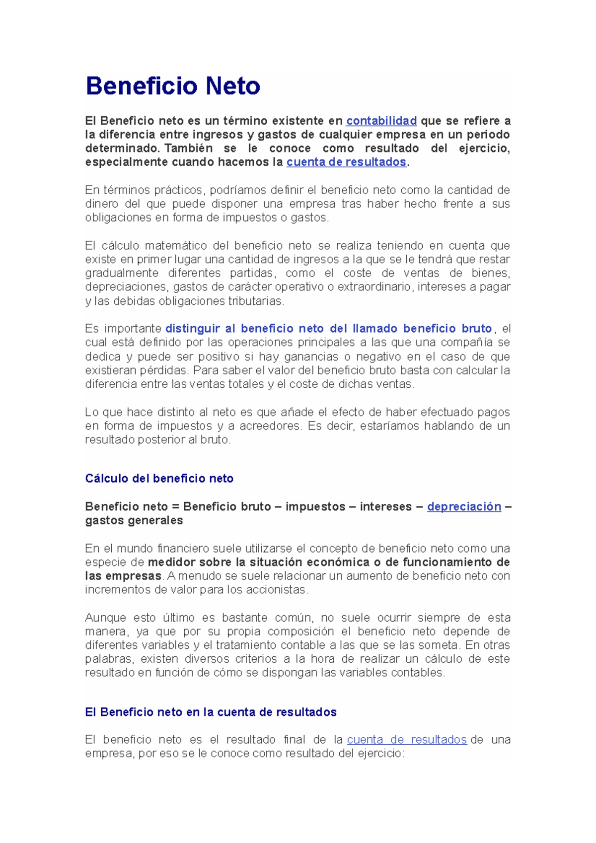 Titulo: Beneficio Neto - Beneficio Neto El Beneficio neto es un término ...