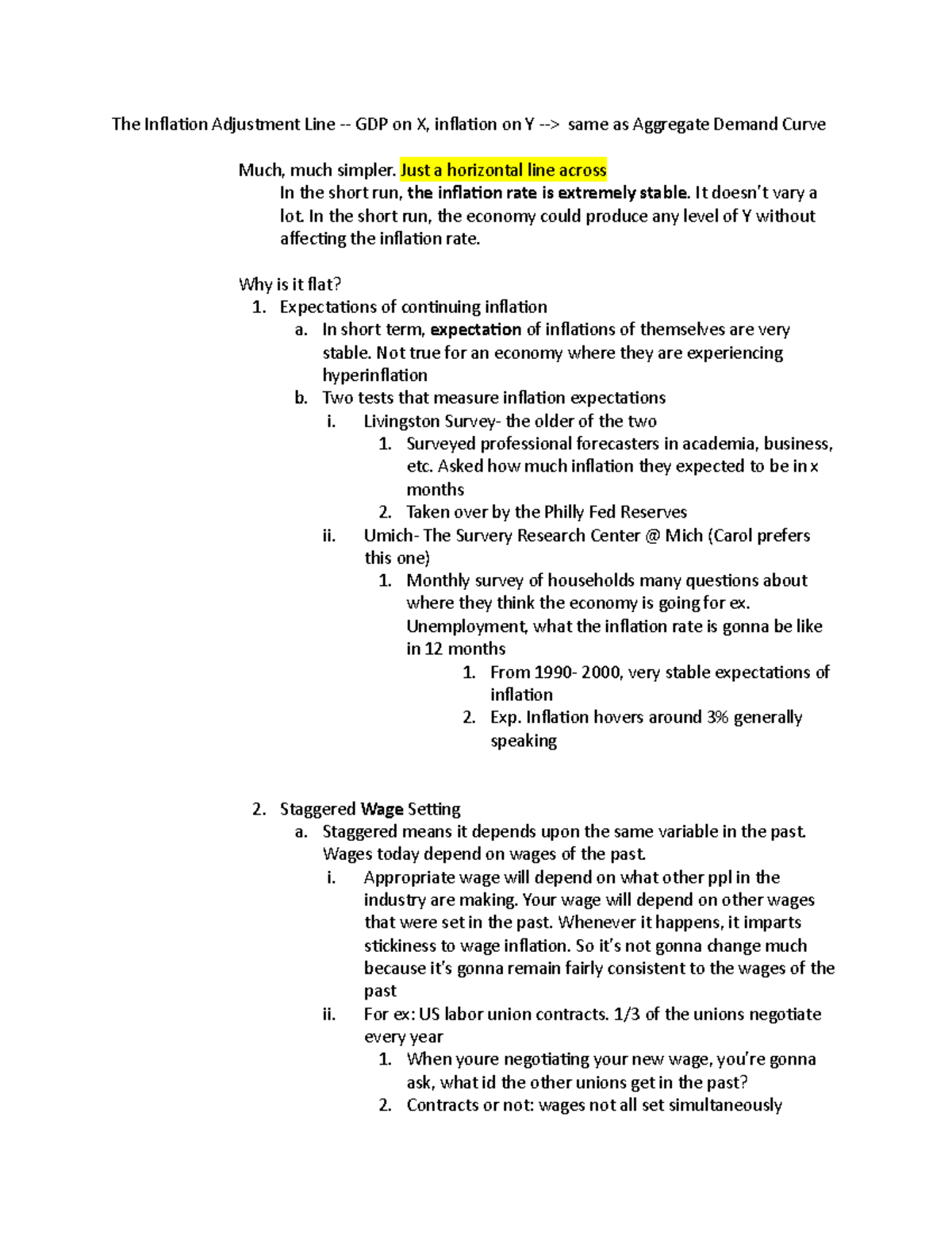 The Inflation Adjustment Line - Just a horizontal line across In the ...