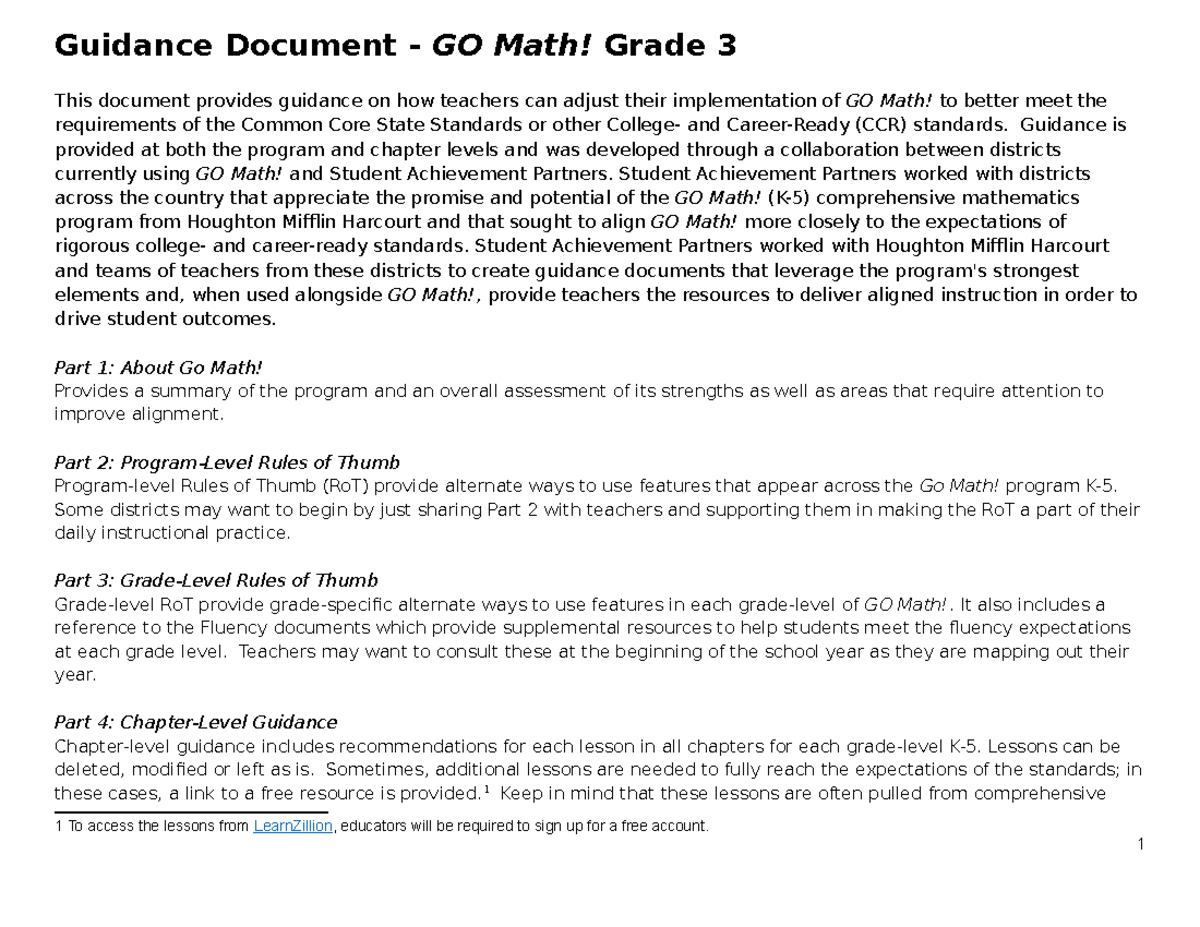 Go Math Guidance Grade 3 Finalv 3 2 Guidance Document GO Math