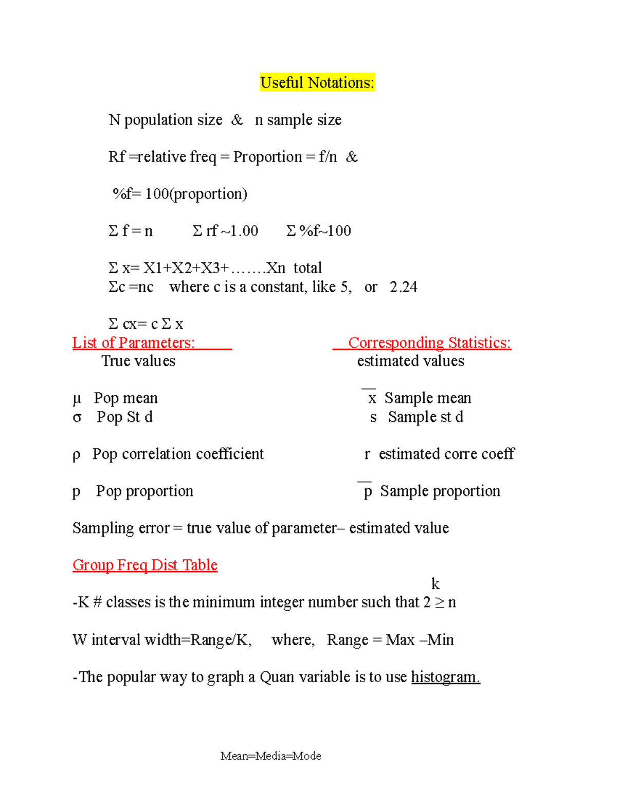 answers and formulas to exam sample questions - Useful Notations: N ...