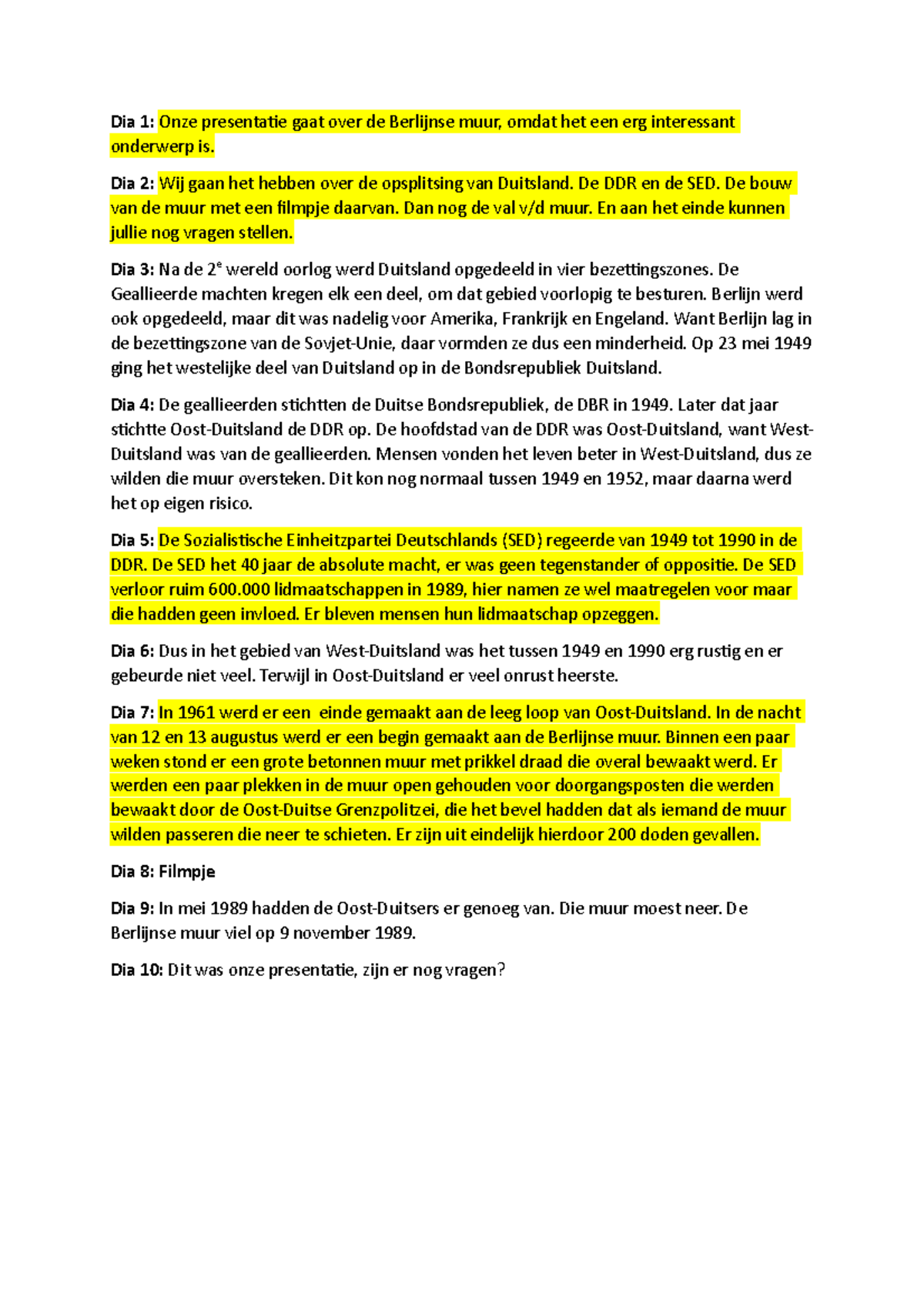 Tekst duits presentatie Berlijnse muur - Dia 1: Onze presentatie gaat ...