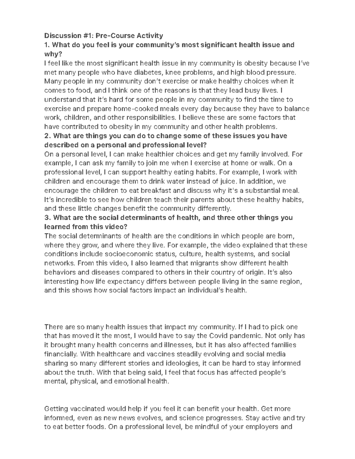 Discussion #1: Pre-Course Activity - Discussion #1: Pre-Course Activity ...