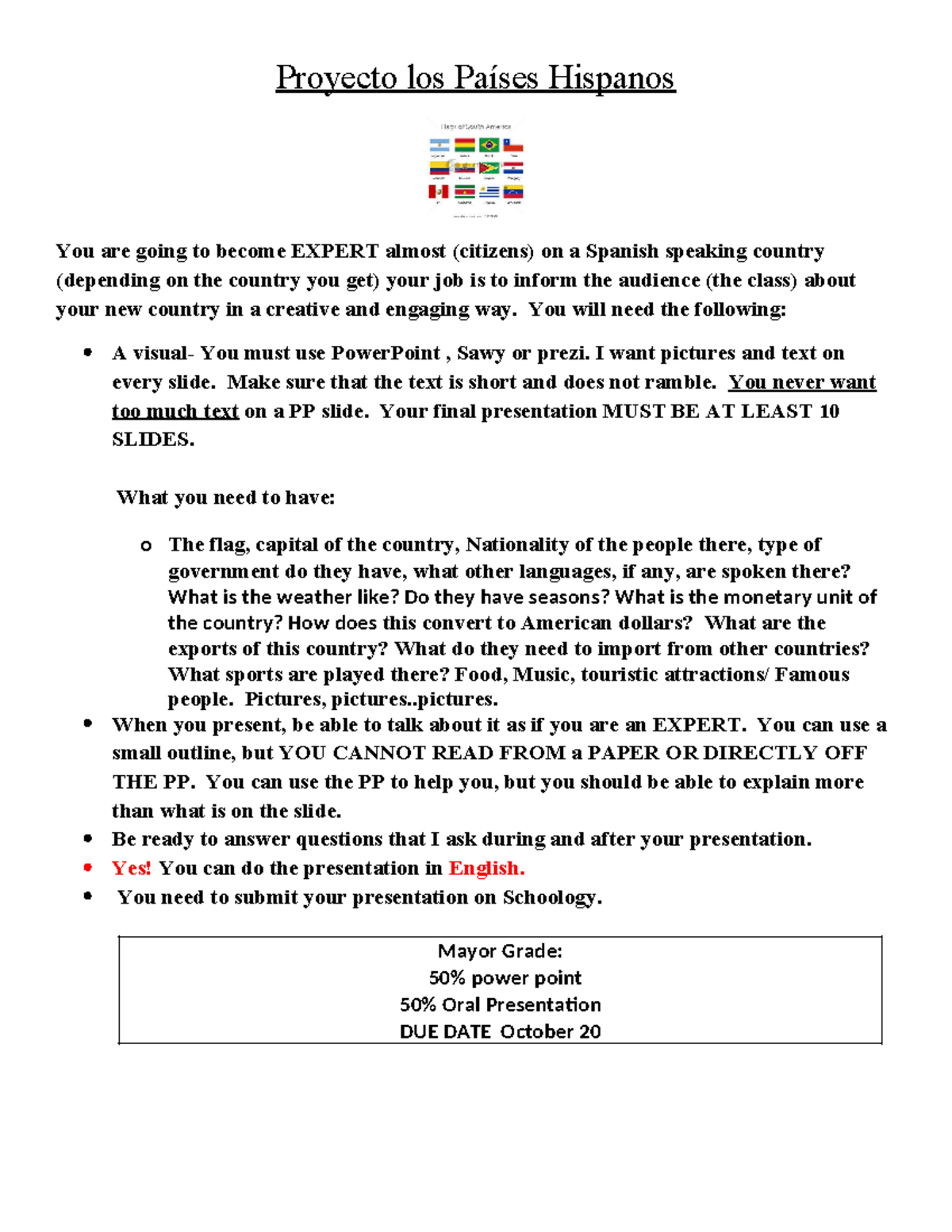 Proyecto Paises Hispanos 2023 - Proyecto los Países Hispanos You are ...