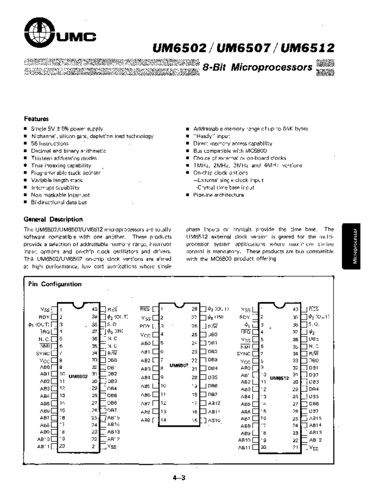 UM6512 UMC DataSheet - EDUMC UM6502/UM6507/UM =====;::~==::=;i:: 8-Bit ...