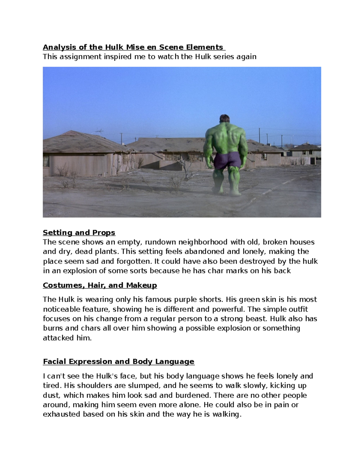 Hulk Anaylsis-1 - Picture Analysis - Analysis of the Hulk Mise en Scene ...