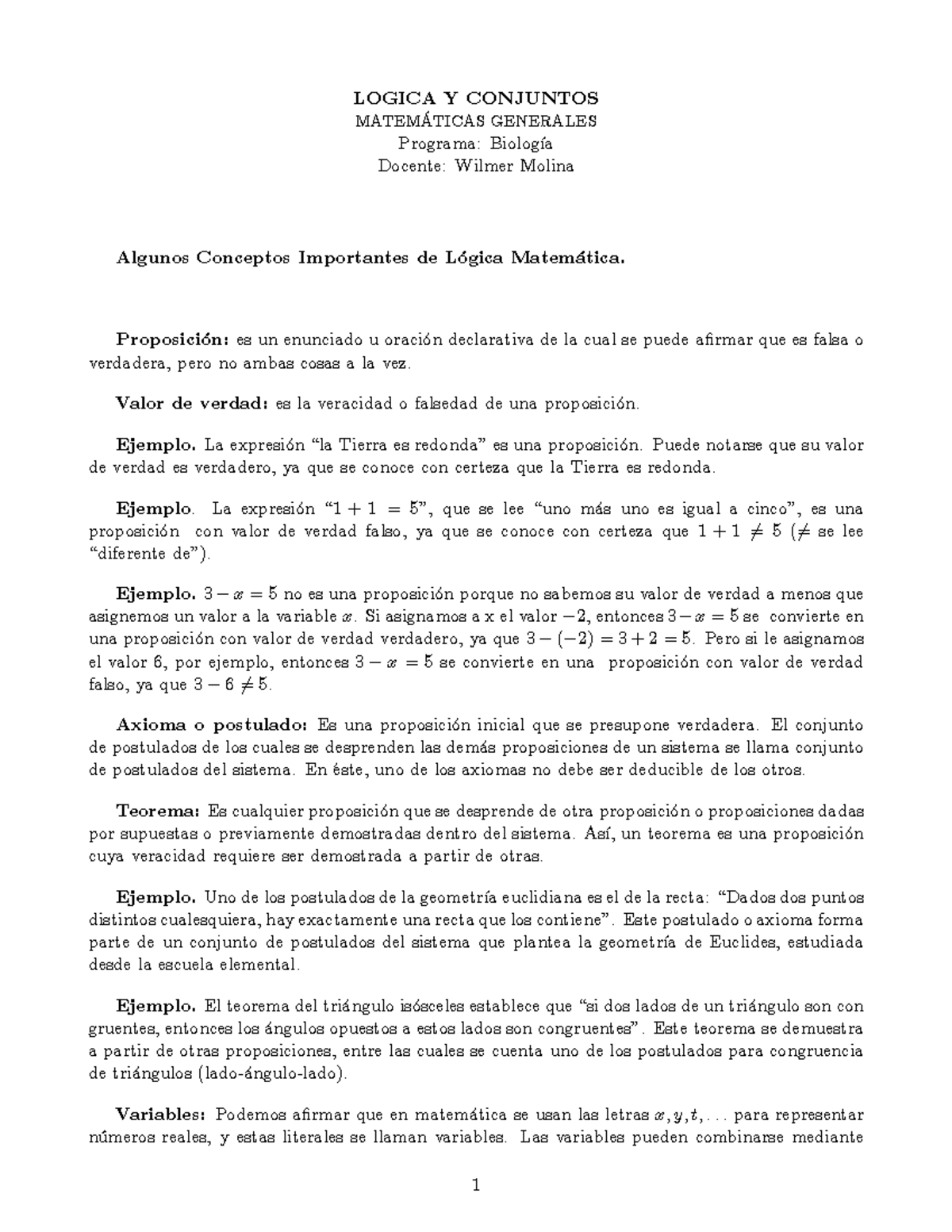 1. logica- Conjuntos-algebra-ecuaciones-1-35 - LOGICA Y CONJUNTOS MATEM¡TICAS GENERALES Programa ...