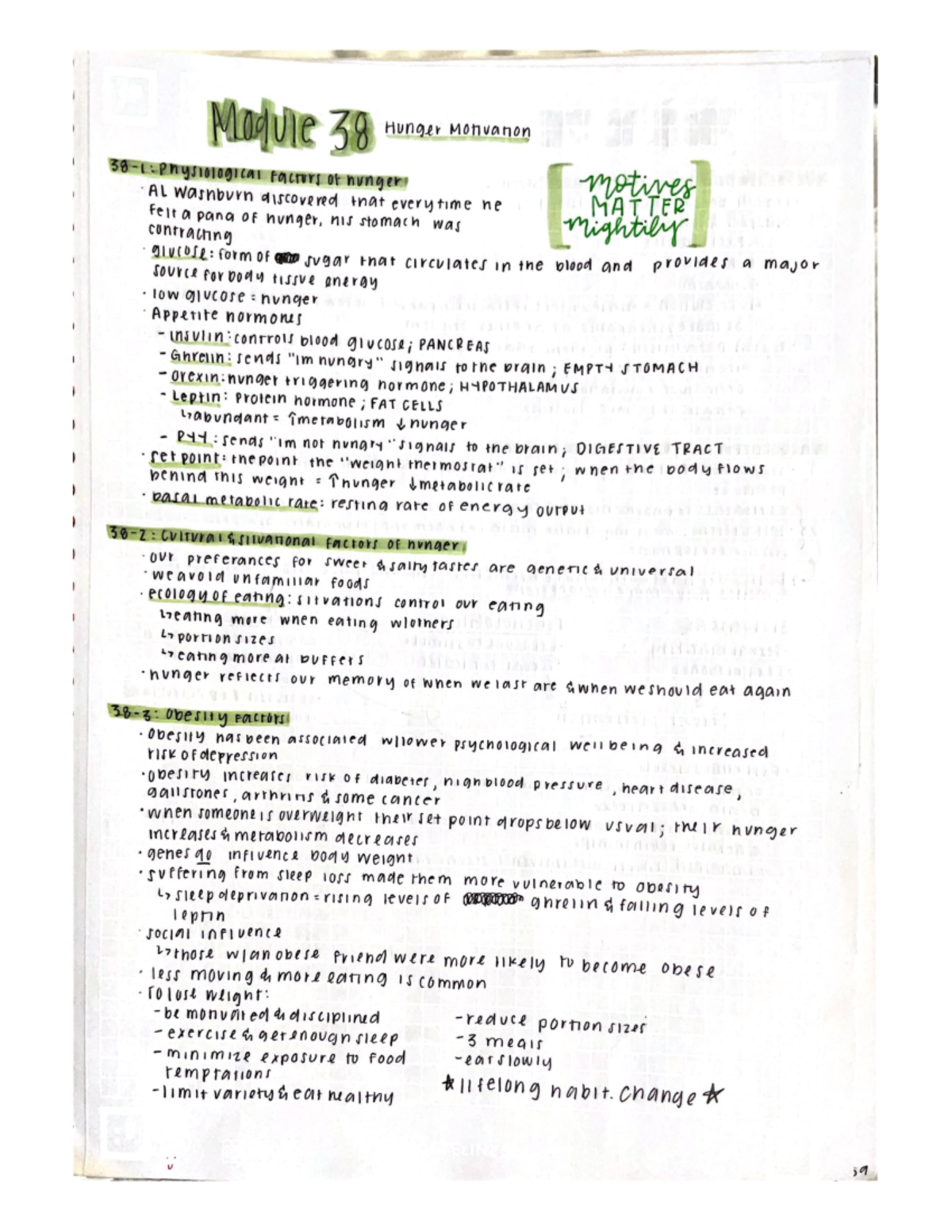 AP Psychology Module 38 - Hunger Motivation - Madule 38 Hunger ...