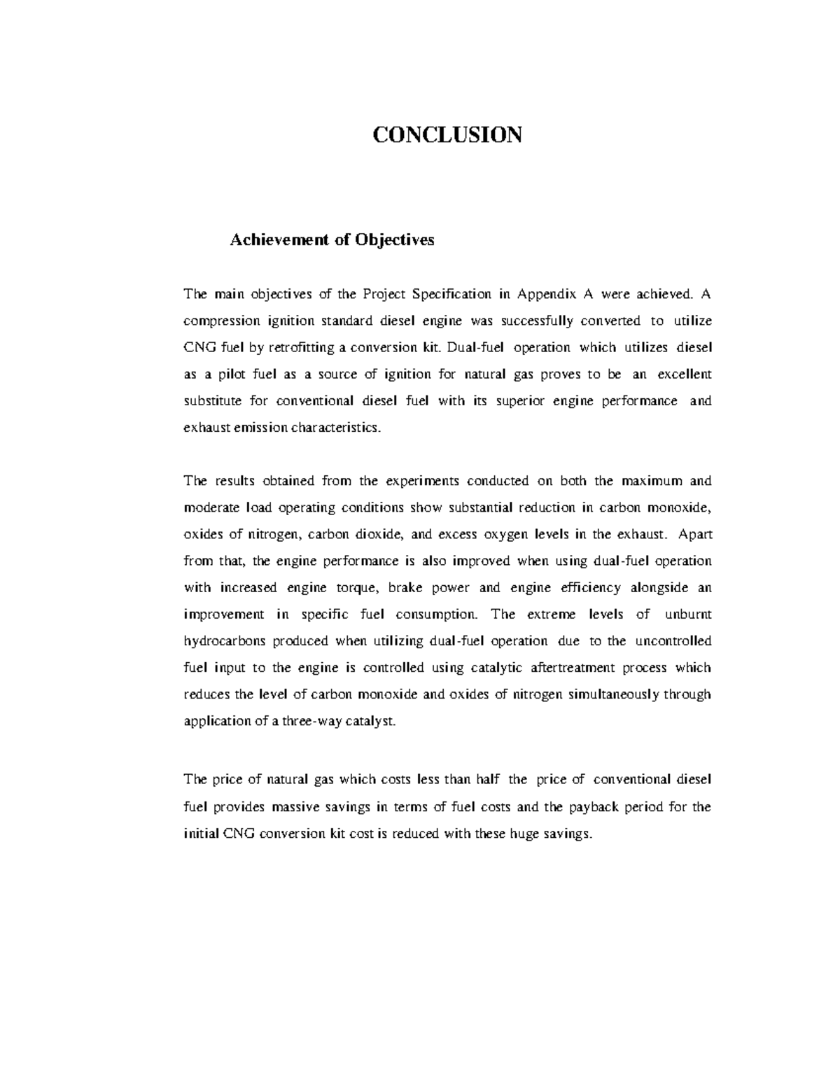 CONCLUSION FOR CNG - CONCLUSION Achievement of Objectives The main ...