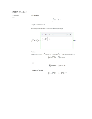 MAT 225 Problem Set 5 - MAT225 - MAT 225 Problem Set - Studocu