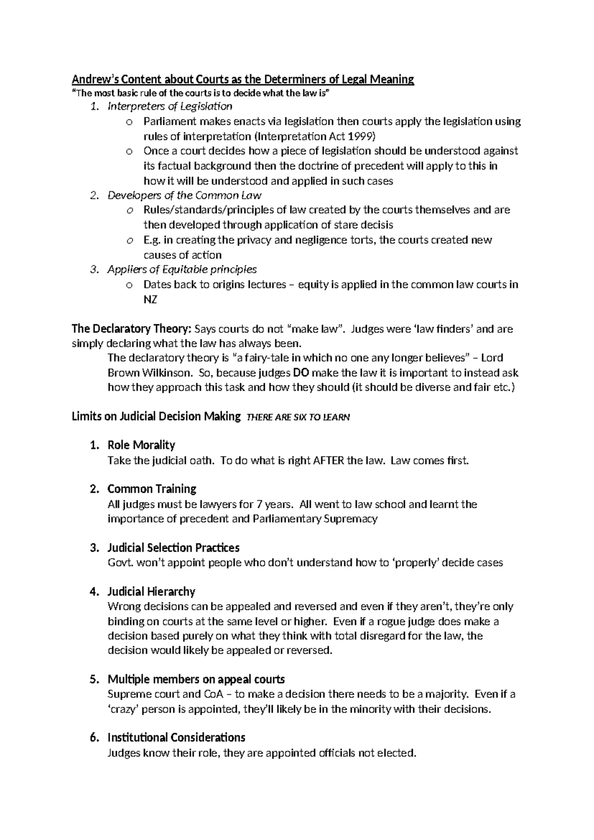 Courts CASE Notes - Andrew’s Content about Courts as the Determiners of ...